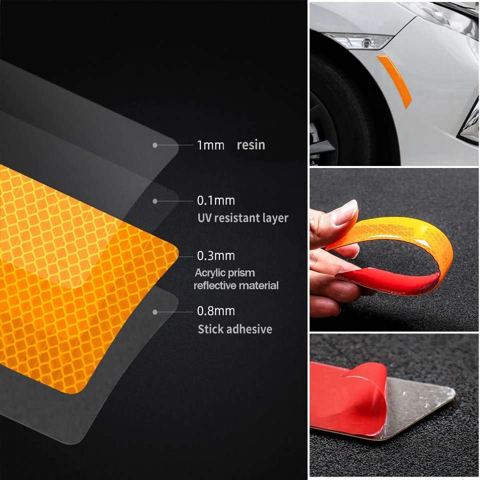Auto Avenue Car Bright Reflective Wheel Arch Guard Car Reflector Light ...