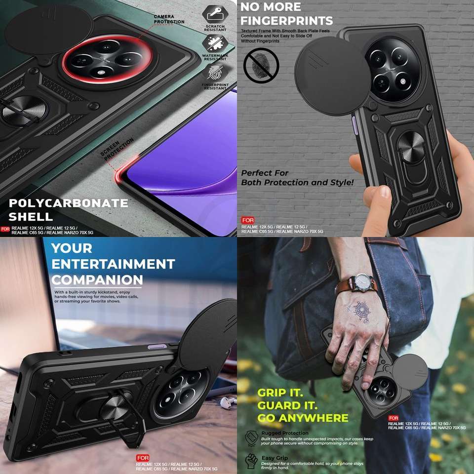 AESTMO Back Cover for Realme 12 5G, Realme 12X 5G, Realme C65 5G ...