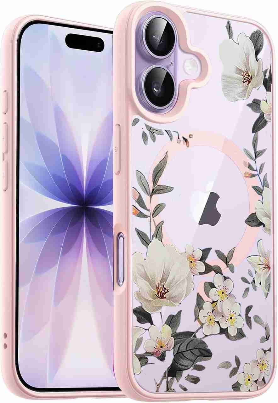 VONZEE Back Cover for iPhone 17 Luxury Flower Design, Magnetic Wireless ...