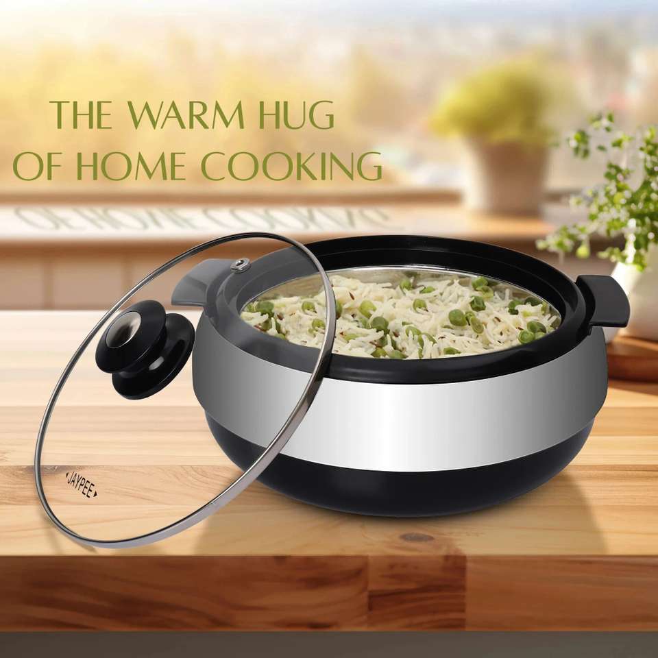 JAYPEE GLASSEROL Black Lockable Lid for Biryani Sweet Dish Gravies ...