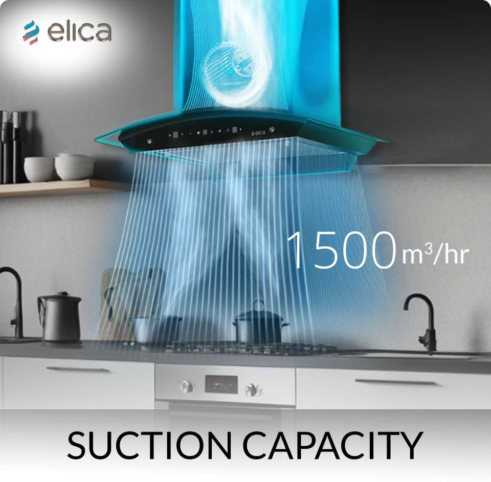 Elica WDFL 600 BLDC HAC LTW MS NERO Auto Clean Curved Glass 60 CM ...