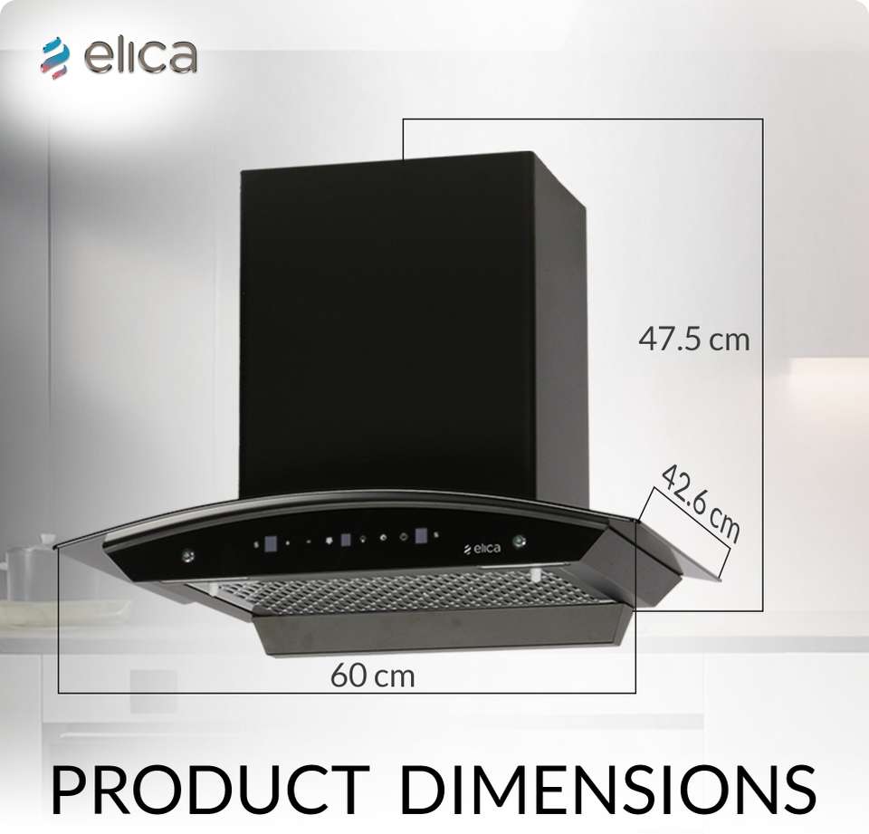 Elica WDFL 600 BLDC HAC LTW MS NERO Auto Clean Curved Glass 60 CM ...