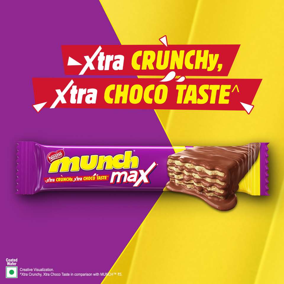 NESTLE MUNCH MAX, Choco Coated Crunchy Wafer Bar, Xtra Crunchy, Xtra ...