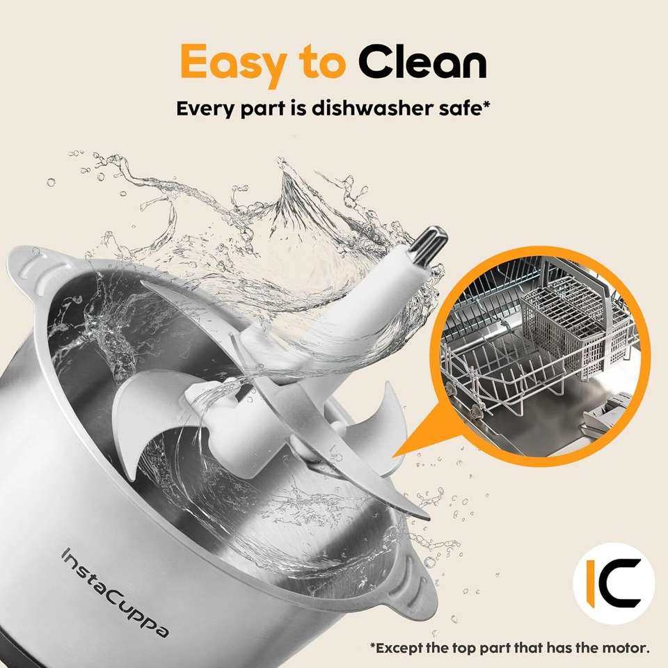 InstaCuppa Electric Chopper with 3 Attachments - GarlicPeeler, SS ...