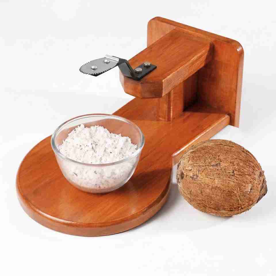 Bmado Wooden Coconut Grater | Table Top Thengai Thuruvi with Round Base ...