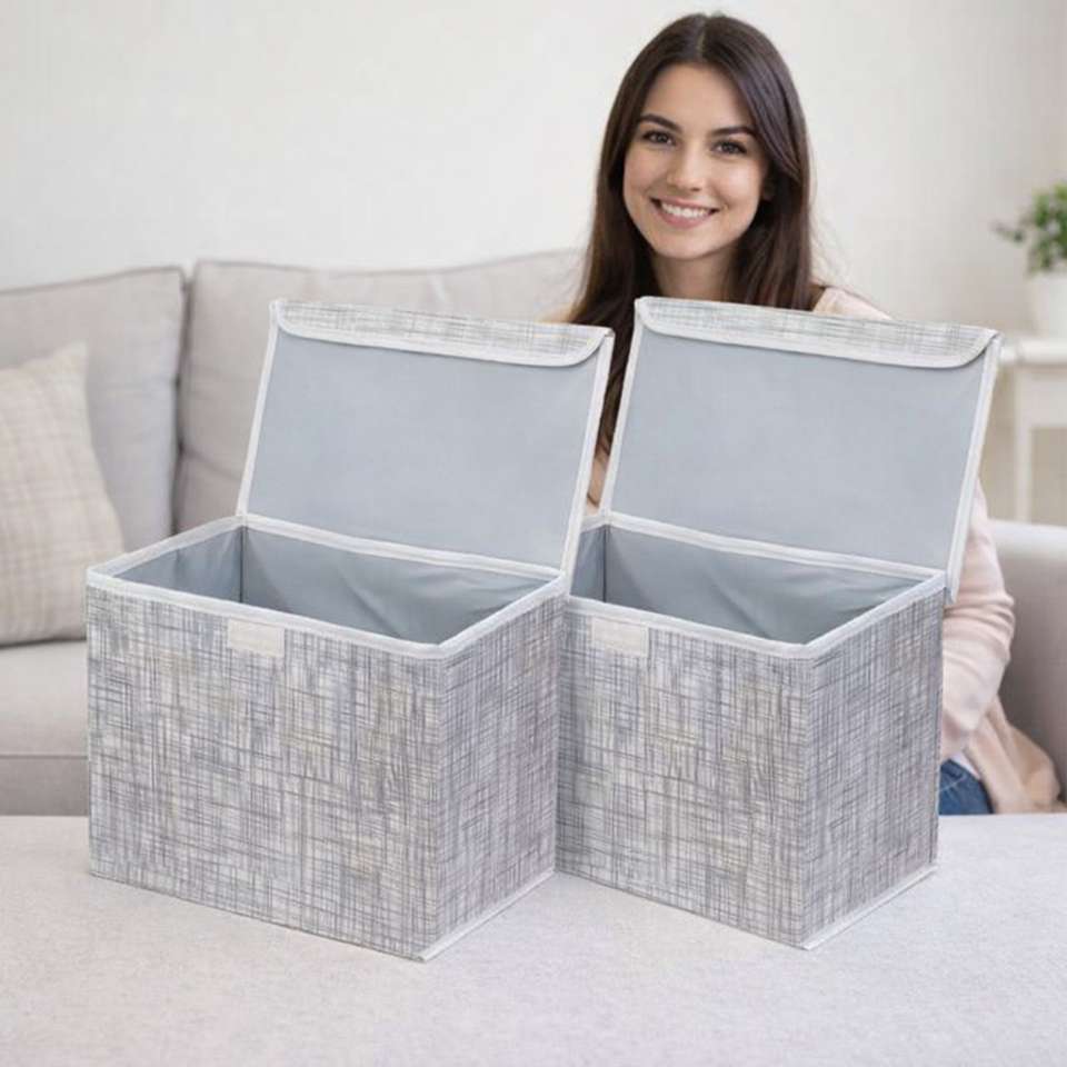 NEMAT 2 Pcs Set) | Clothes Organizer Box | Fabric Storage Basket for ...