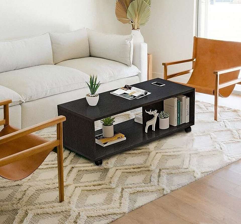 LUKZER Center Table with Wheels Open Storage Organizer (CT-003 ...