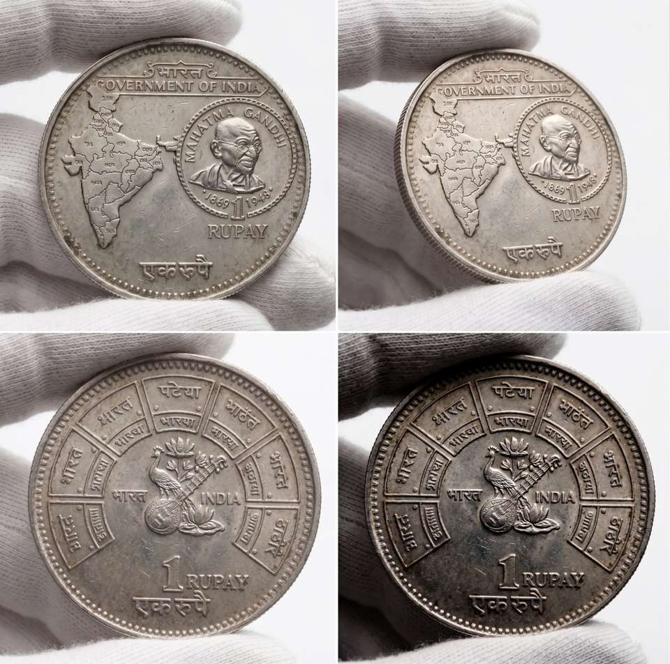 TRENDYCOIN 1 Rupee Mahatma Gandhi 1869-1948 India Silver Plated Rare ...
