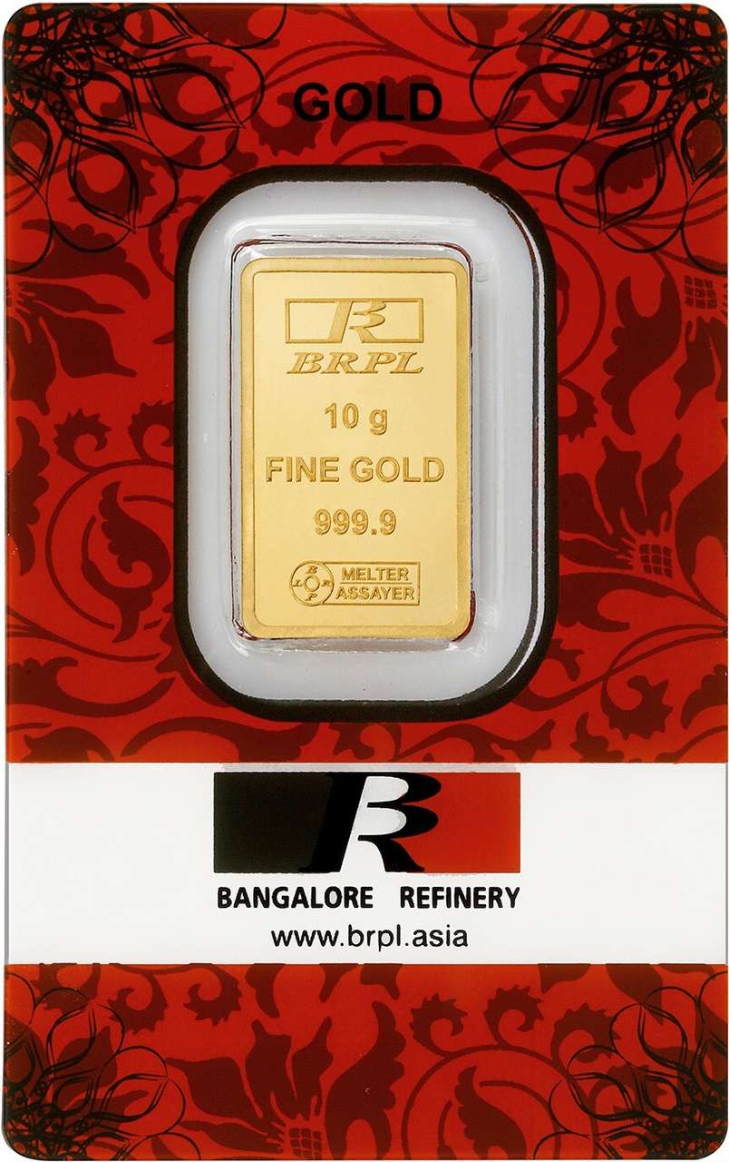 Bangalore Refinery Brpl Purity Bar 24 (9999) K 10 g Gold Bar Price in ...