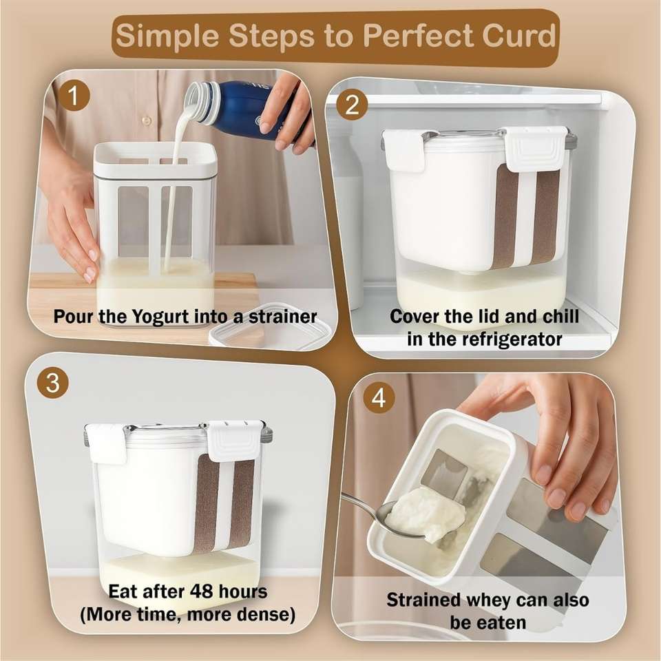 ALCANTARA Greek Yogurt Strainer -1800ml Hung Curd Maker for Homemade ...