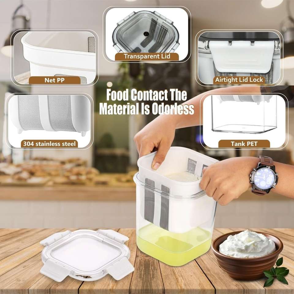 ALCANTARA Greek Yogurt Strainer -1800ml Hung Curd Maker for Homemade ...