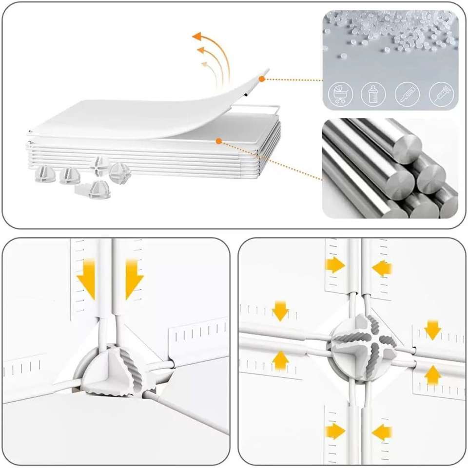 Sasimo 12-Door 12-Shelf Plastic kids Collapsible Cupboard Carbon Steel ...