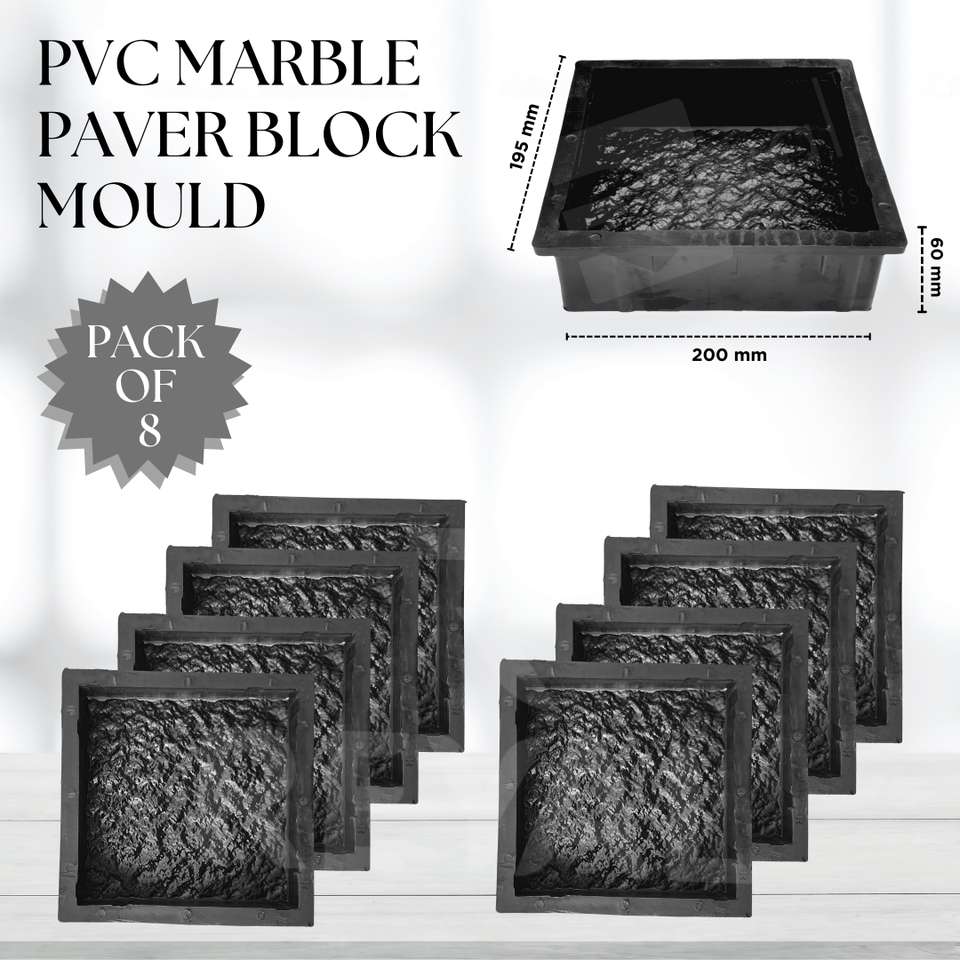 Reyal Black 8X8 Marble Paver Mould |Interlocking Paver Mould (pack of 8 ...