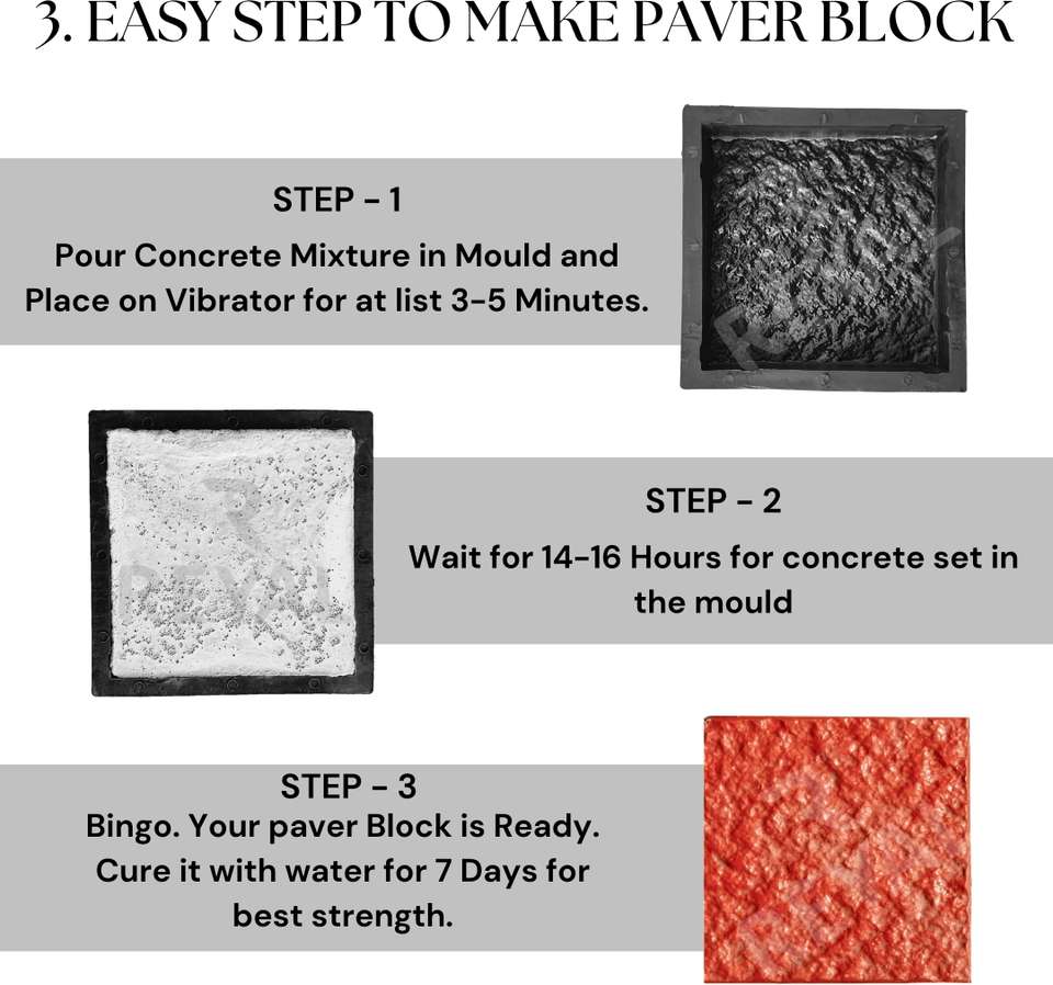 Reyal Black 8X8 Marble Paver Mould |Interlocking Paver Mould (pack of 8 ...