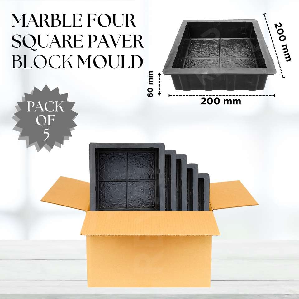 Reyal Black 8" X 8" FOUR SQUARE Paver Block (60mm) (Pack of 5) Column ...
