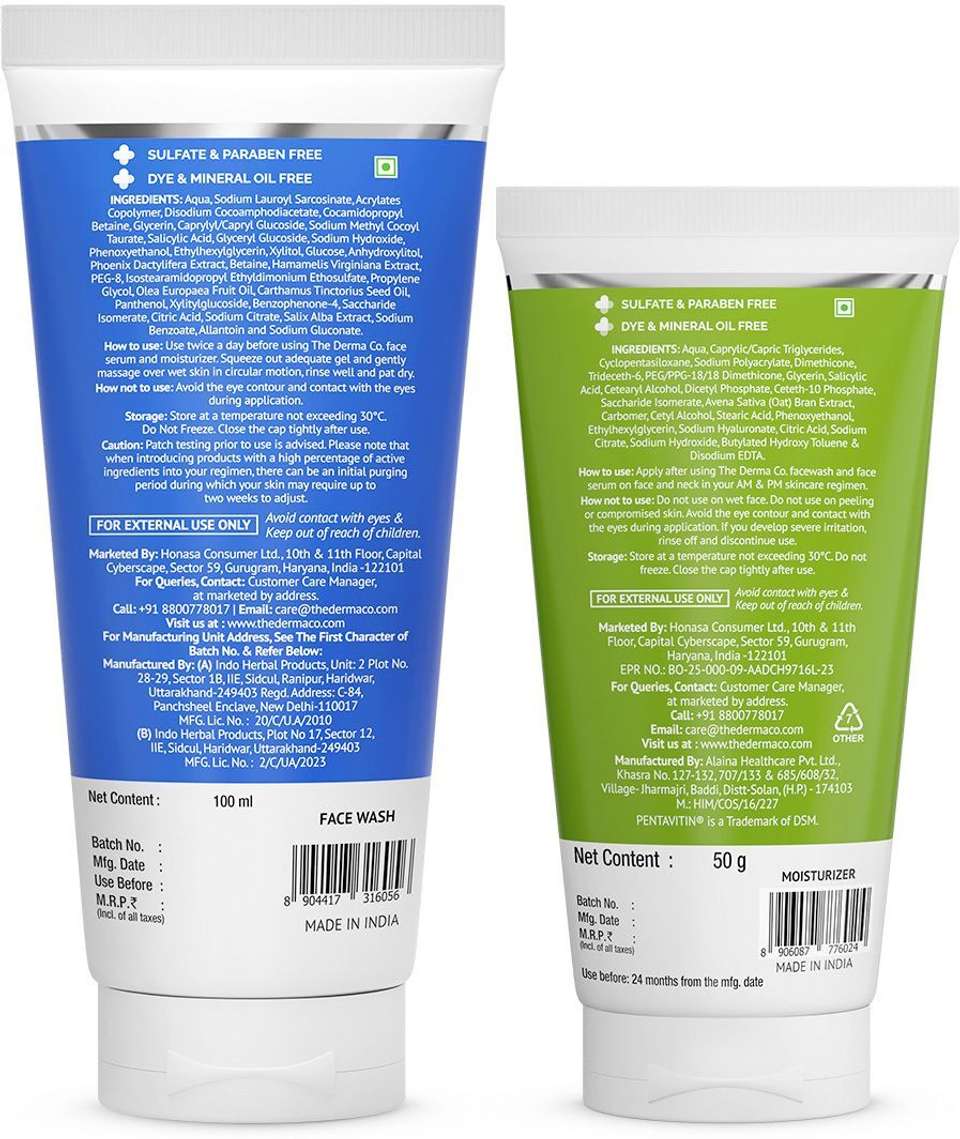 The Derma Co 2% Salicylic Acid Gel Face Wash and 1% Salicylic Acid Oil ...