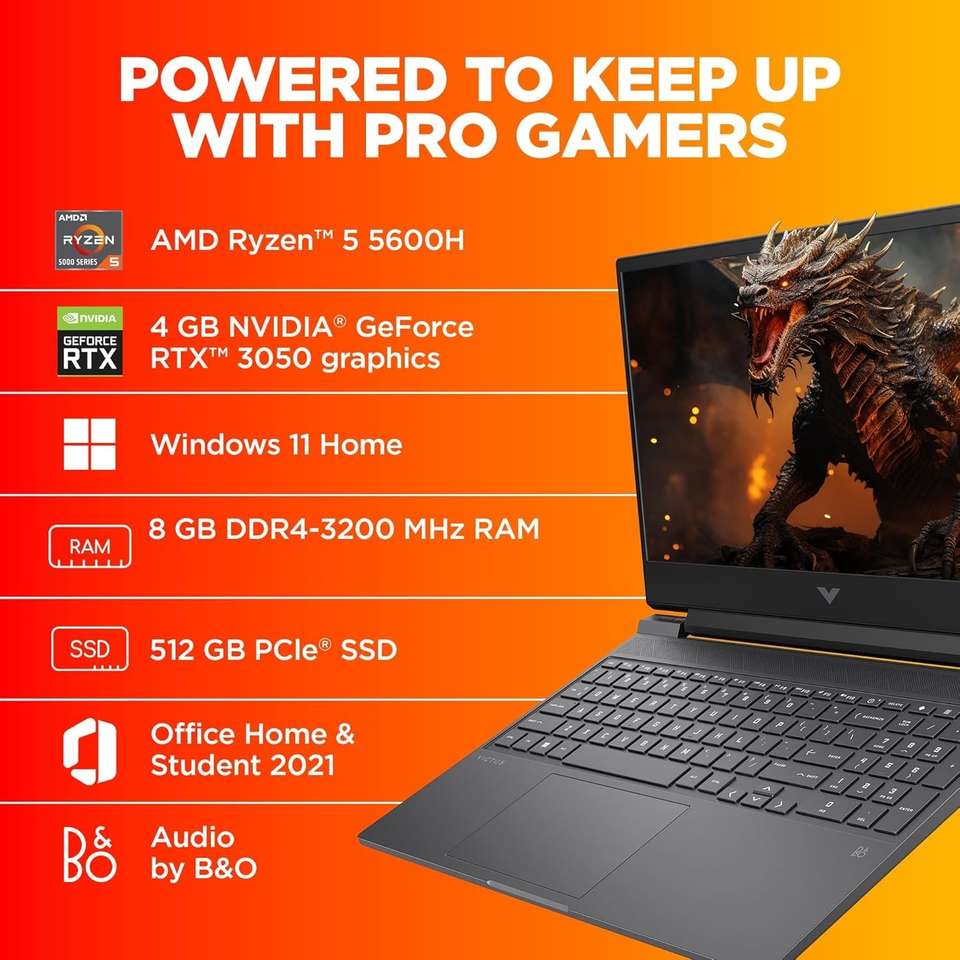 HP Victus Gaming 15-With Backlit AMD Ryzen 5 Hexa Core R5-5600H - (8 GB ...