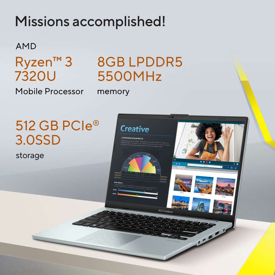 ASUS Vivobook GO 14 AMD Ryzen 3 Quad Core 7320U - (8 GB/512 GB SSD ...