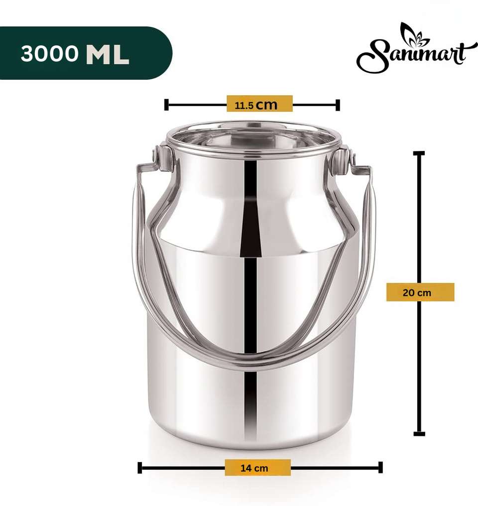 Sanimart Stainless Steel Milk Container - 3000 ml Price in India - Buy ...