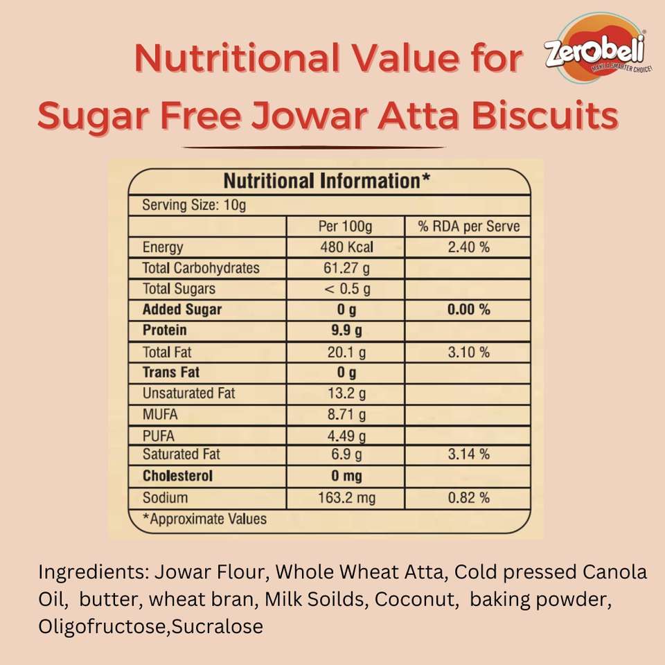 Zerobeli Sugar Free Jowar Atta Cookies | No Maida and Palm Oil ...