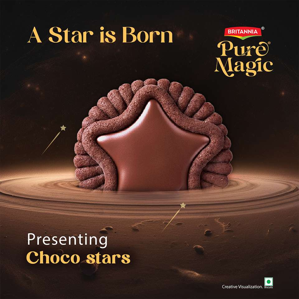 BRITANNIA Pure Magic Choco Stars Chunky Chocolate Cream Filled Biscuit ...