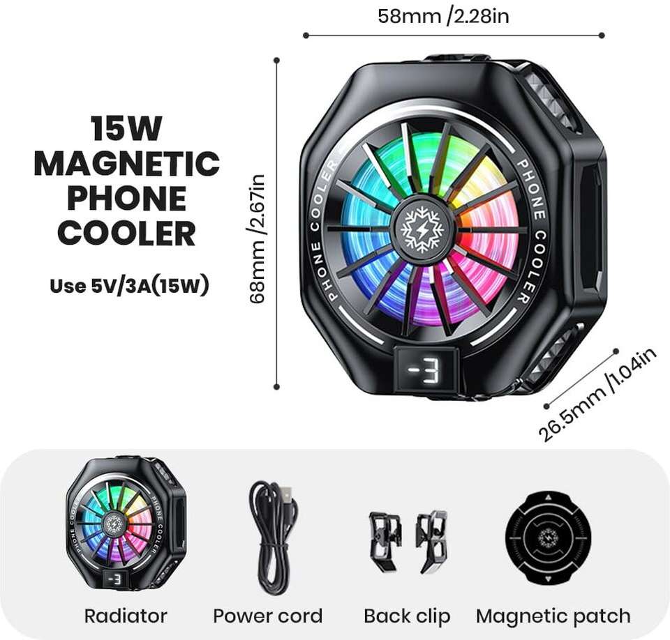 ELEPHANTBOAT Phone Cooler for Gaming 15W 1 Fan Cooling Pad ...