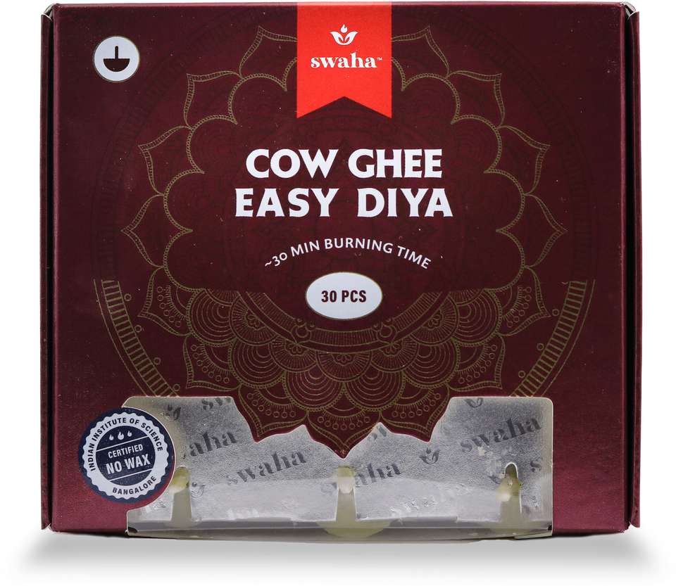 SWAHA Cow Ghee Easy Diya | Instant Use | 30 Min Burning Time | 30 Pcs ...