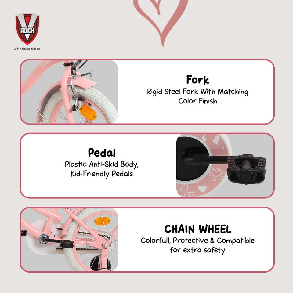Vrock Lovely Kids Bicycle with Basket, Carrier & Training Wheels 16 T ...