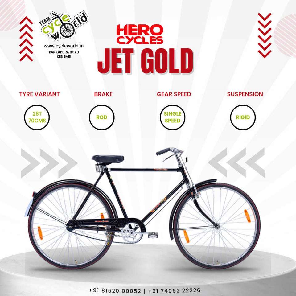 HERO CYCLES JET GOLD 22 Inch Men's Full Size Bicycle 28 T (inch ...