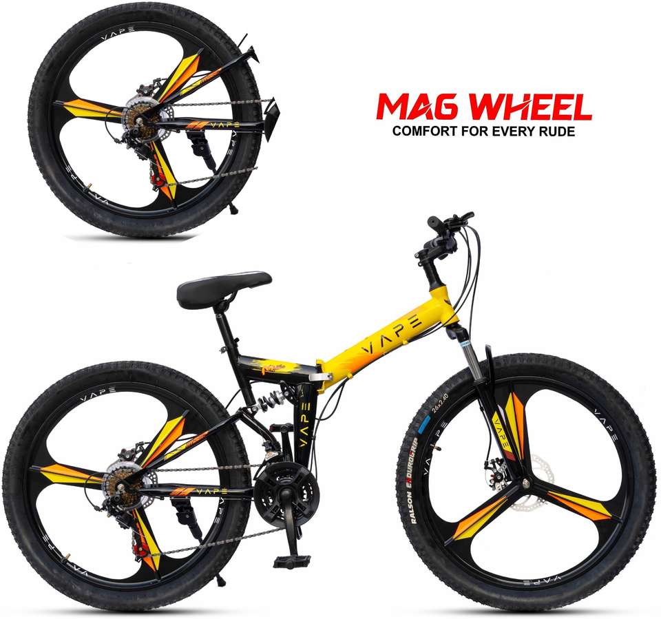 GOAL 21-Speed Folding bicycle with Front Suspension, Mag Wheels, 26×2. ...