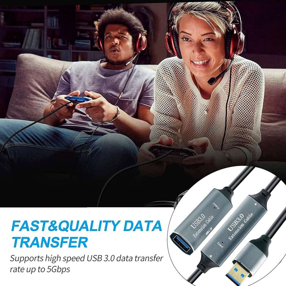 techut Micro USB Cable 2 A 5 m 5M USB 3.0 Active Extension Cable with ...