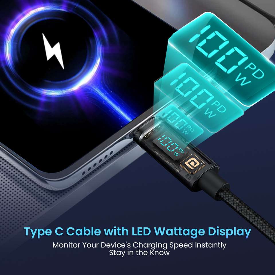 Portronics Type C 5 A 1.2 m Konnect View 100W Type C to Type C Cable ...