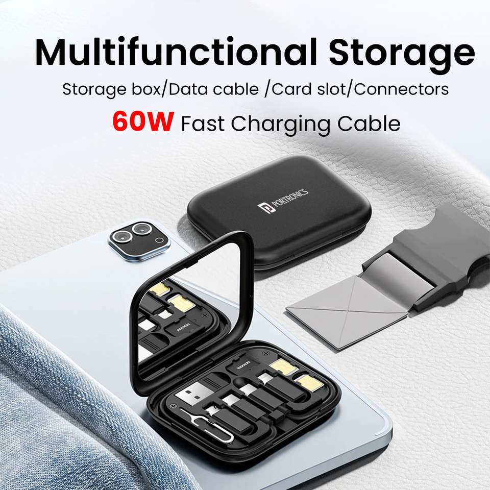 Portronics USB Type C Cable 0.27 m Snapcase 60W Multifunctional Fast ...