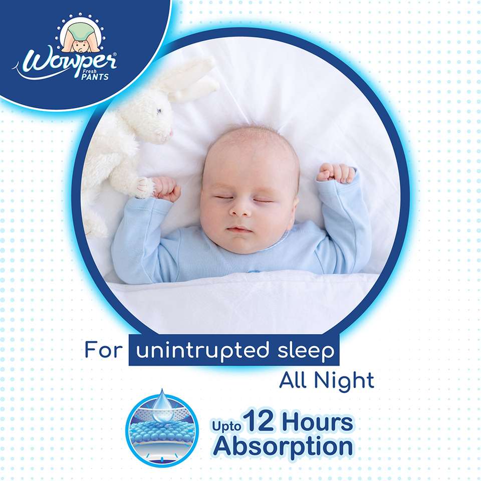 Wowper Baby Premium Diapers | up to 12 hrs Absorption | 4-8 Kg | Soft ...