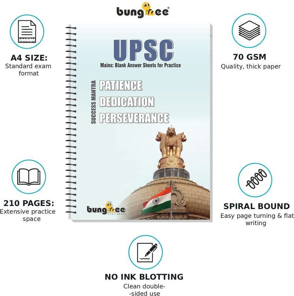 Bungbee UPSC Mains Answer Writing Copy Booklet- Design 4, 210 Pages ...