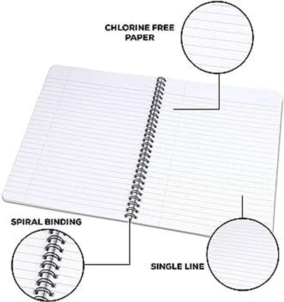 UNIQPAL Spiral Binding Long Notebook-Single Line 75 GSM A4 Notebook ...