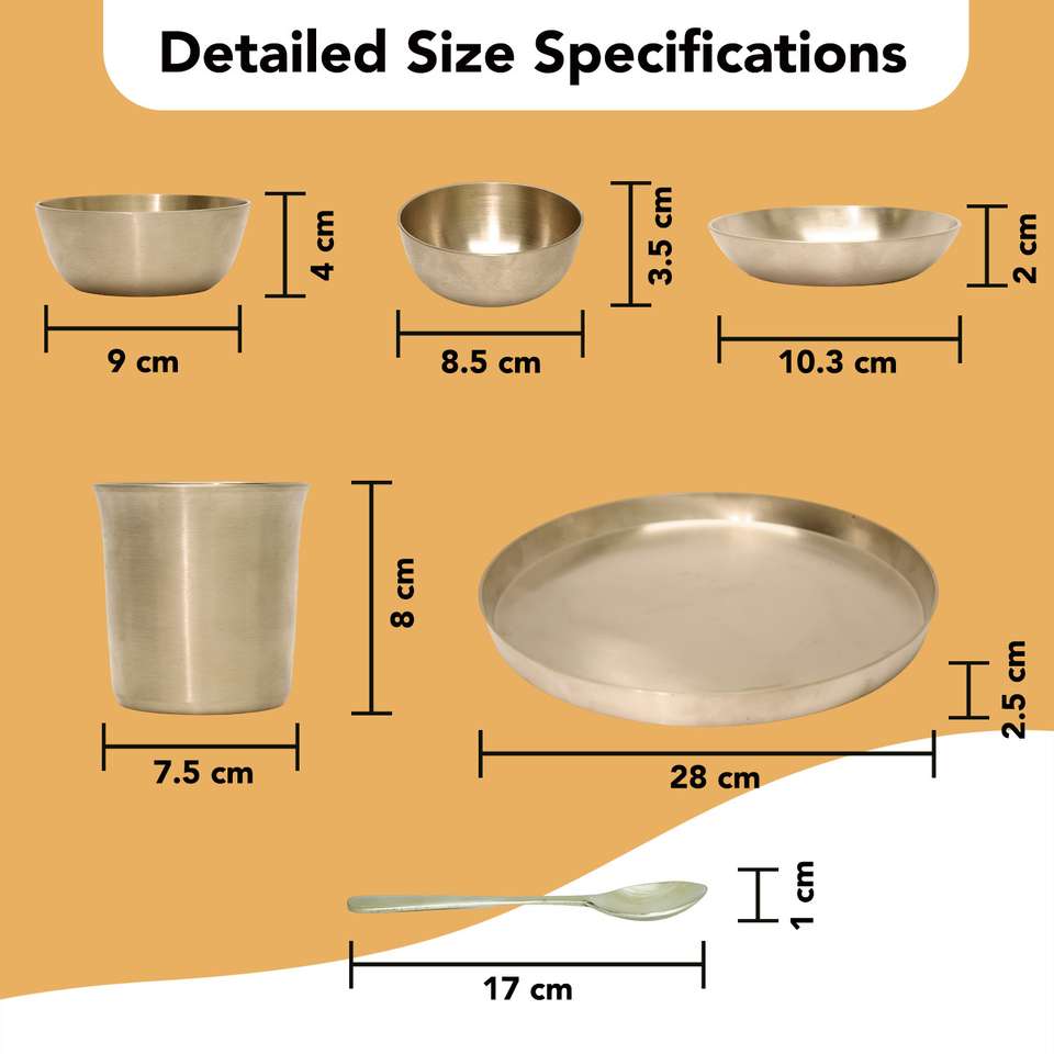 Ekhasa Pack of 6 Bronze Certified Bronze Utensils | 100% Pure Kansa ...