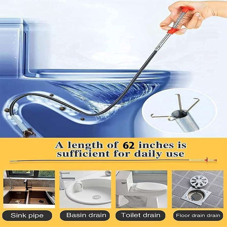 TRINETRAHUB Stainless Steel Drain Pipe Cleaning Spring Stick,Hair ...