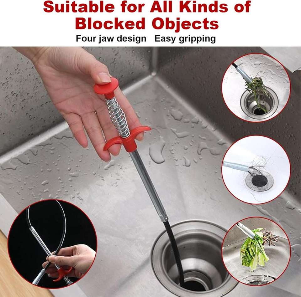 Horridus Hair Catching Drain Opener blocked Pipe Cleaning Claw Wire ...