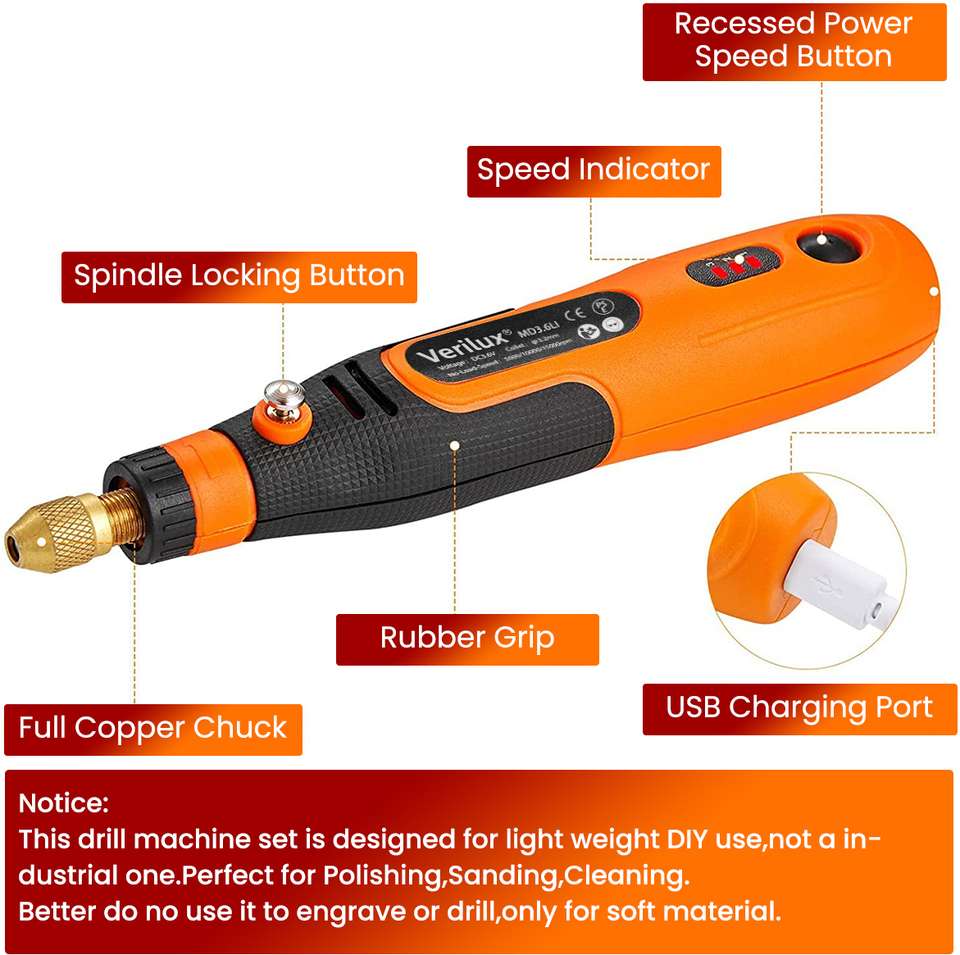 HASTHIP Portable Handy Drill Machine With Bits 45pcs Mini Cordless ...