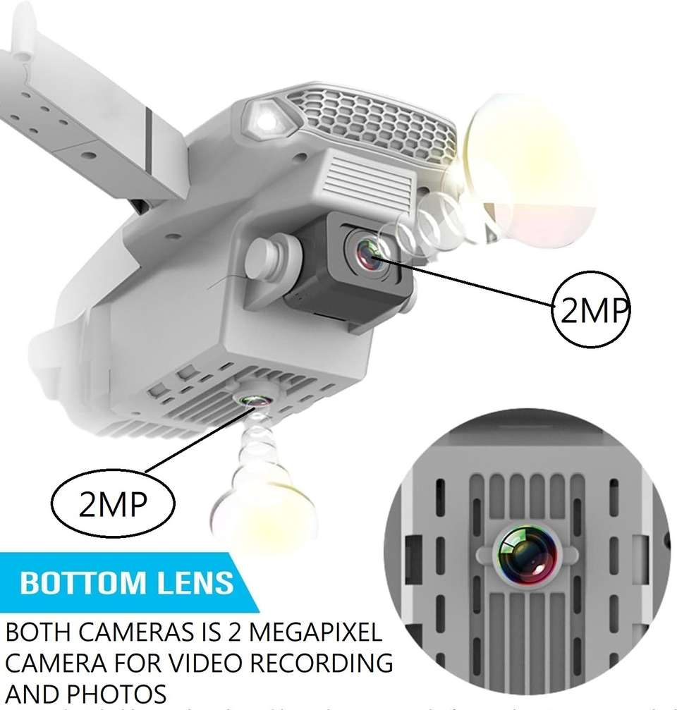 FLYZEN E88 Pro Dual 4K Lens with FPV Streaming & LED Navigation Lights ...