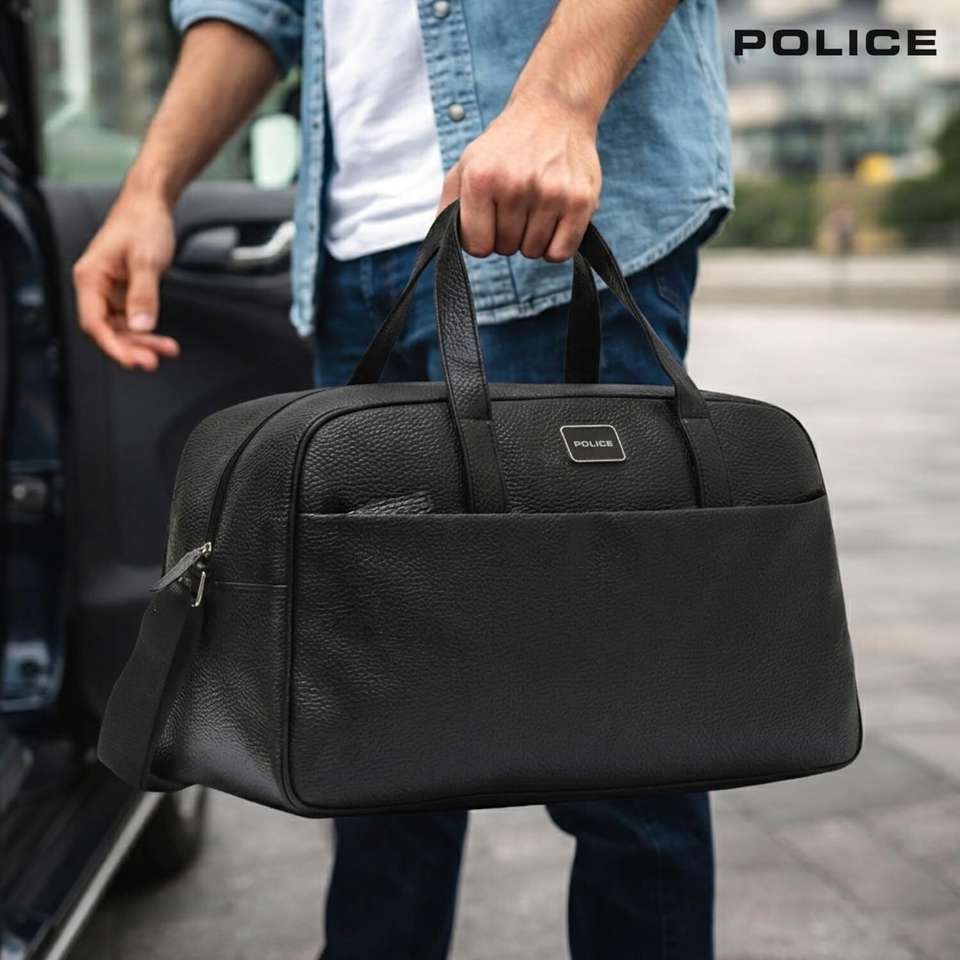 Police Premium 40L Weekender Duffle Bag Black Duffel Without Wheels ...