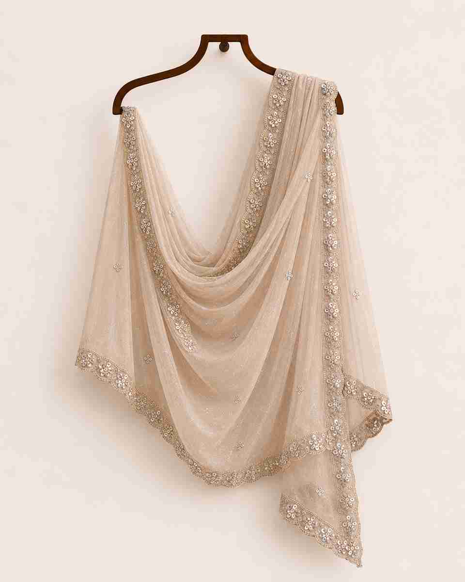 VATRENDZ Net Embellished, Embroidered Women Dupatta - Buy VATRENDZ Net ...