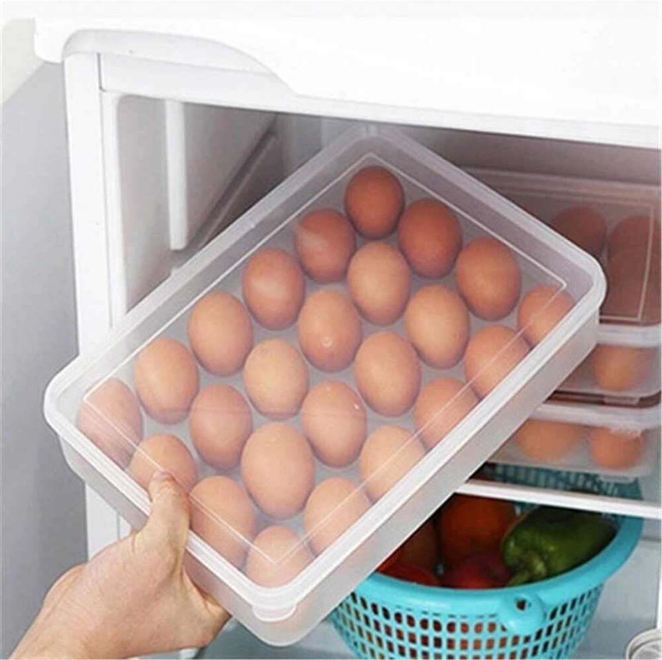 TASTORA Plastic Egg Tray for Fridge 30 Eggs, Egg Box Transparent ...