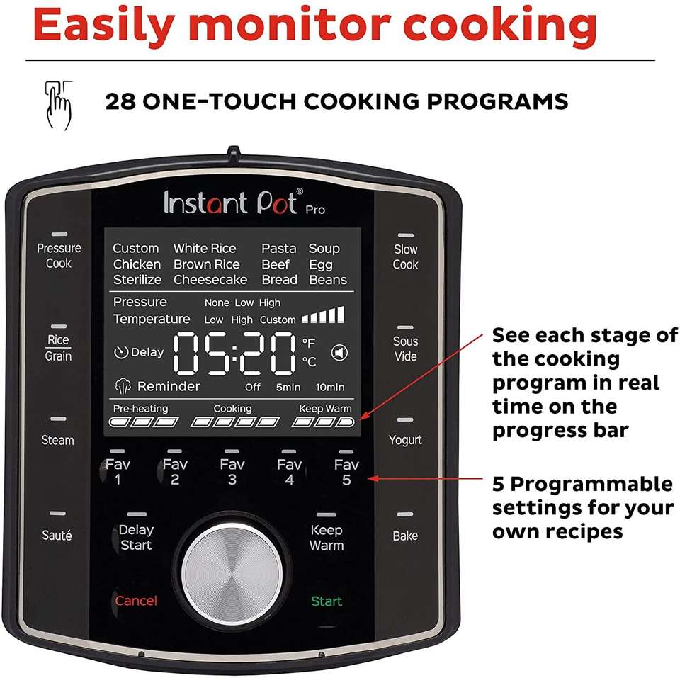 Instant Pot Pro, SS Pot 10-in-1 Functions like Steam, Saute, Pressure ...