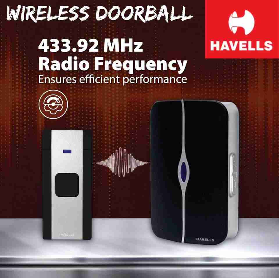 HAVELLS Tango Wireless Digital Doorbell 25 Chime Melodies, 3 Volume ...
