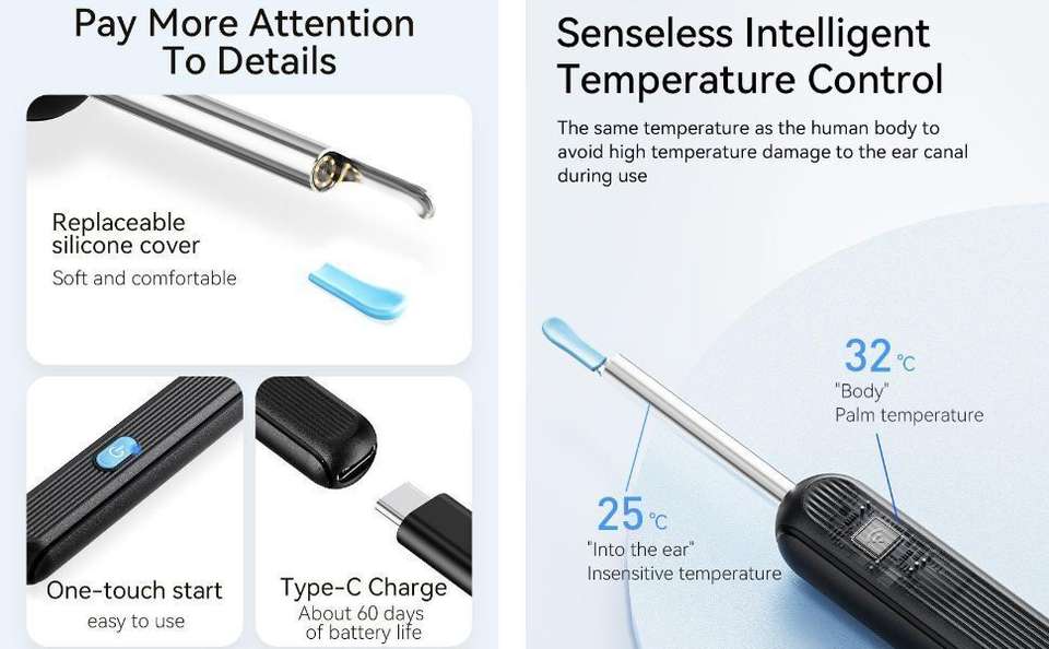 Accutrust Wireless Ear Cleaning Endoscope with 5MP HD Camera, 360° View ...