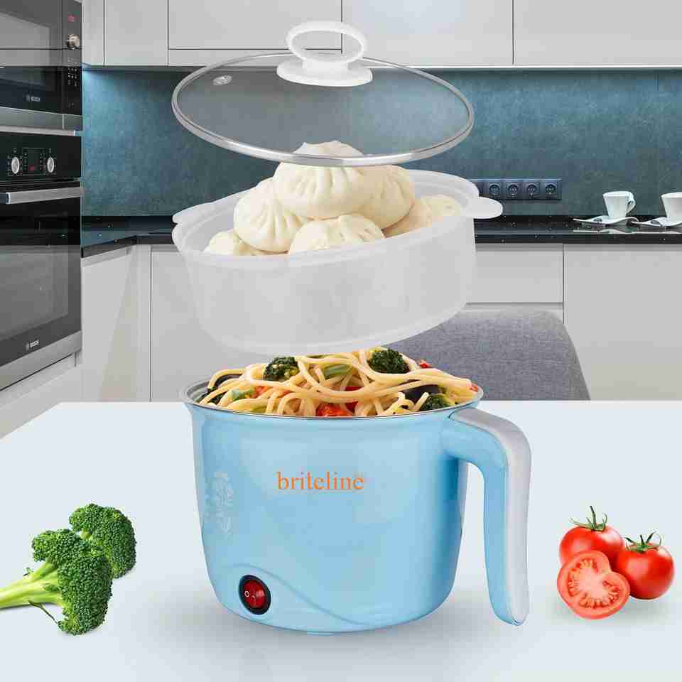 BRITELINE Electric Cooker Kettle with Glass Lid Noodle Egg Vegetable ...