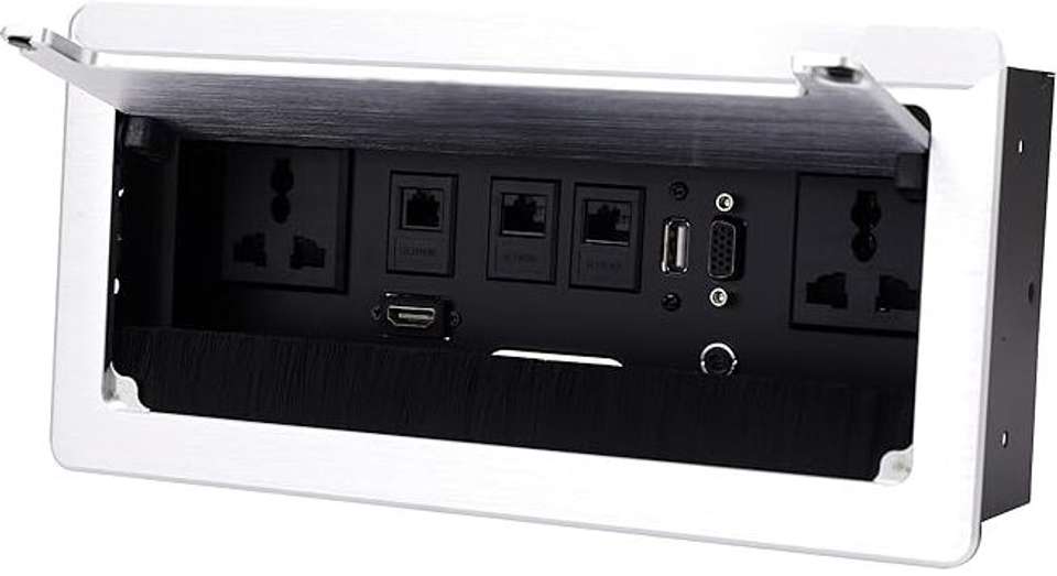 BOXNUBE Flip Top Cable Cubby Box with HDMI, Audio, LAN, USB & Power ...