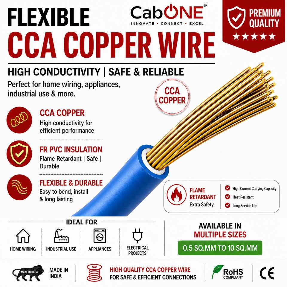 CabONE Lite 2.5 Sqmm Electrical Wire|90m|Single Core|Copper|FR PVC ...